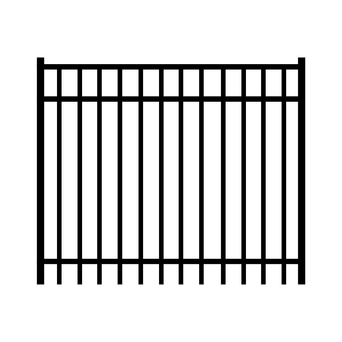 5' Tall Flat Top 3-Rail Aluminum Fence