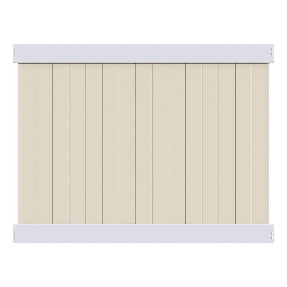 6' Tall Two-Tone White Frame w/ Tan In-Fill Vinyl Privacy Fence